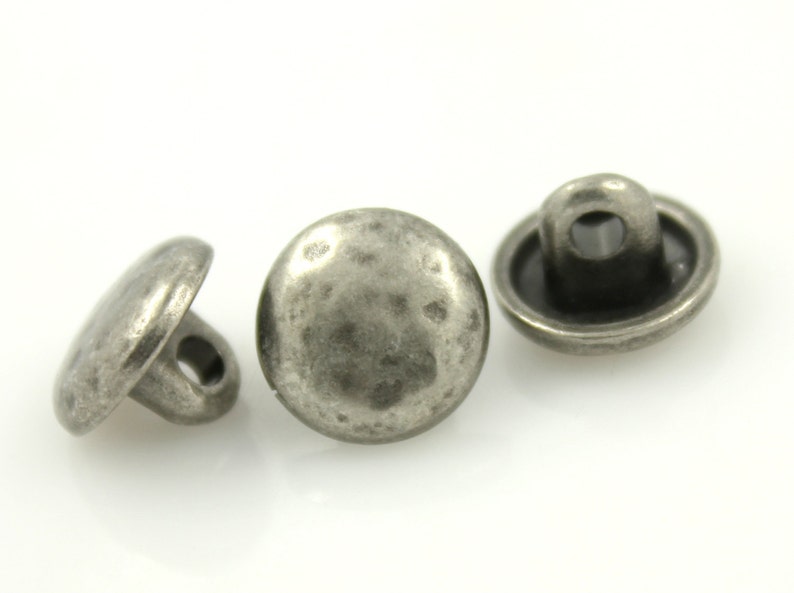 Metal Buttons - Round Metal Buttons , Gray Silver Color , Shank , 0.39 ...