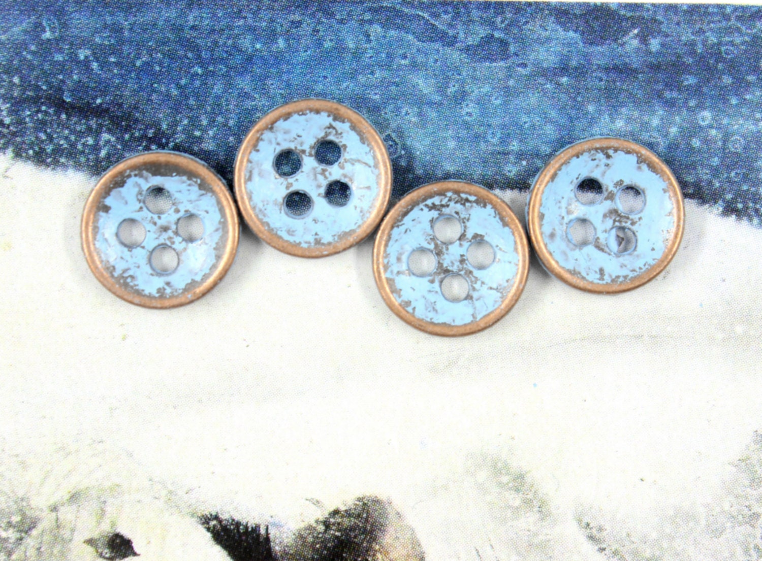 Metal Buttons Light Blue Metal Buttons Copper Color 4 | Etsy