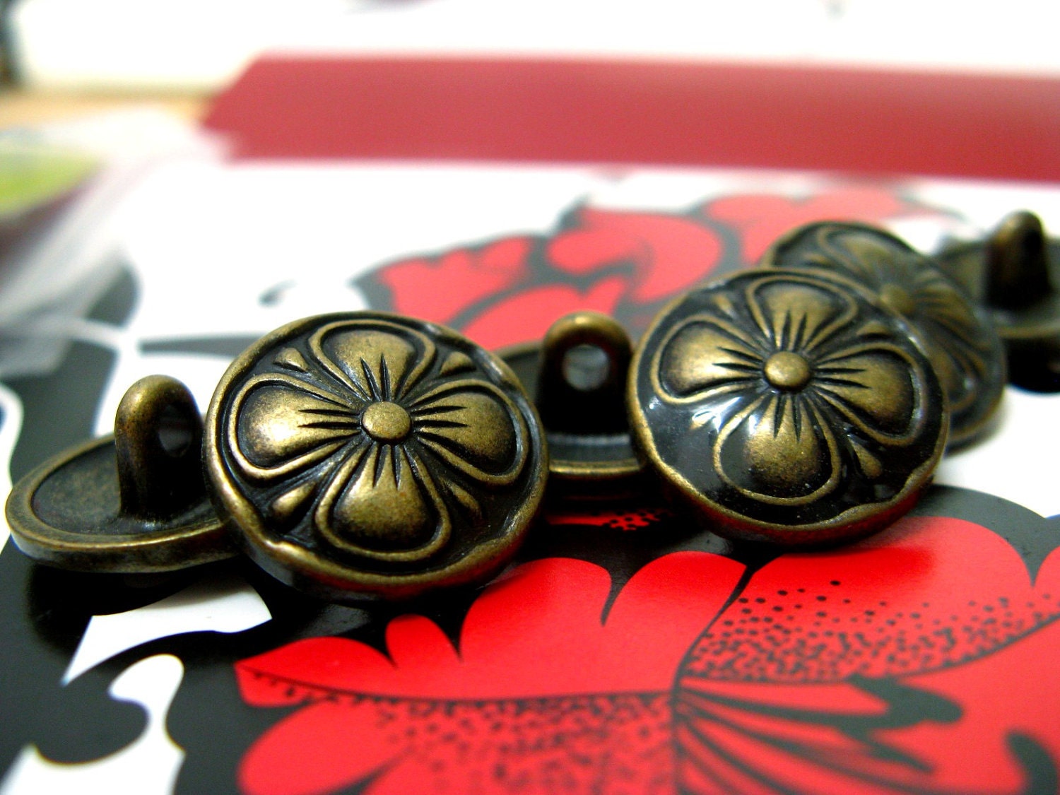 Clover Metal Buttons Cutie Retro Copper Clover Metal Shank | Etsy