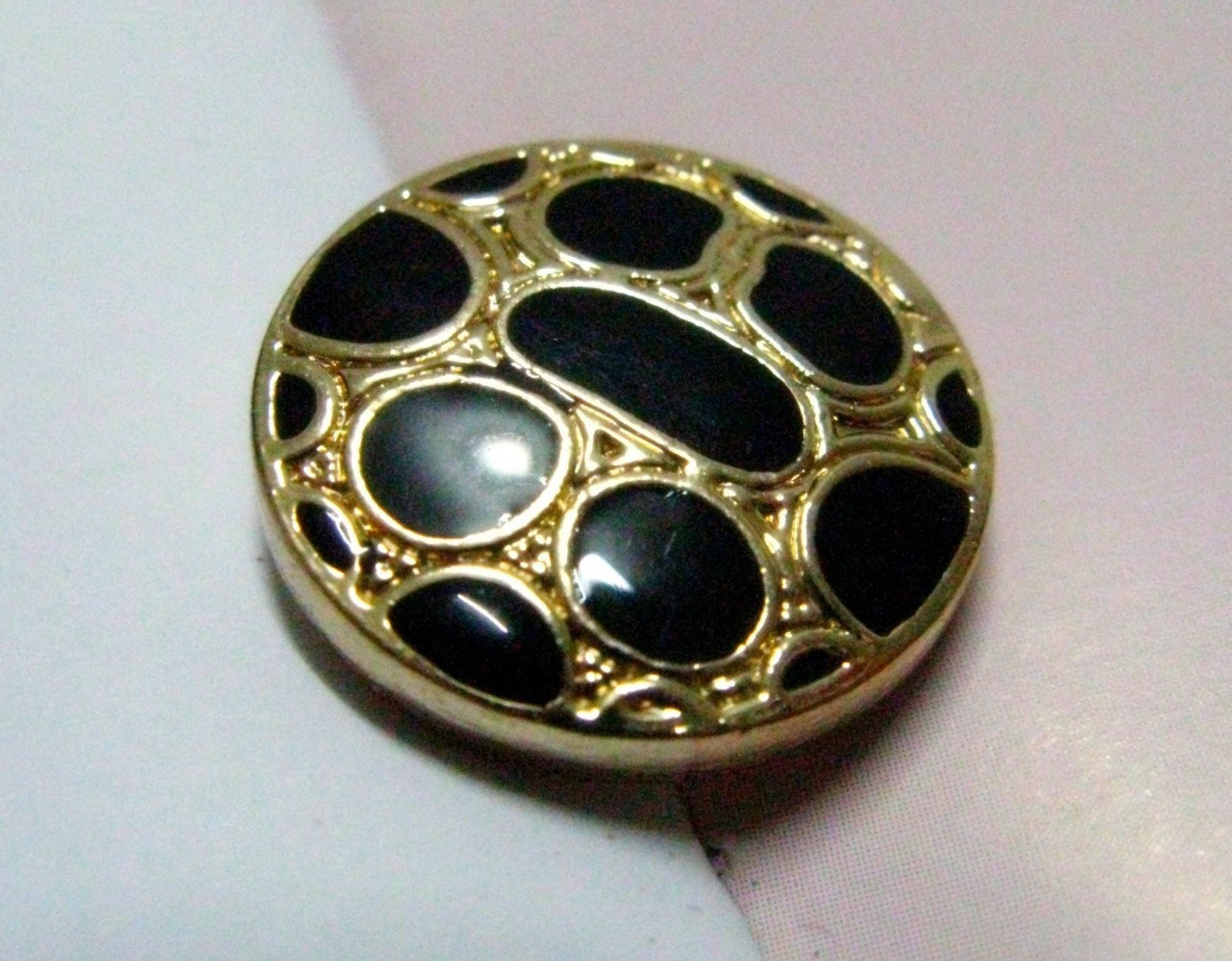 Metal Buttons Black Enamel Dapple Metal Buttons Gold Color | Etsy