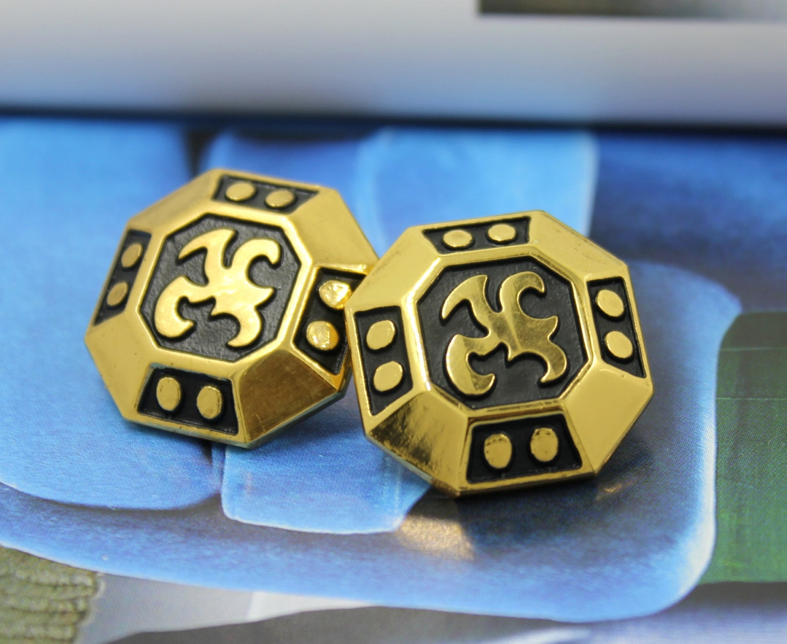 Metal Buttons Octagon Shield Metal Buttons Gold Color - Etsy