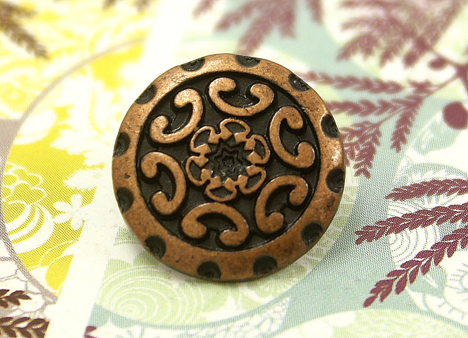 Metal Buttons - Arab Flower Carving Metal Buttons , Copper Color ...
