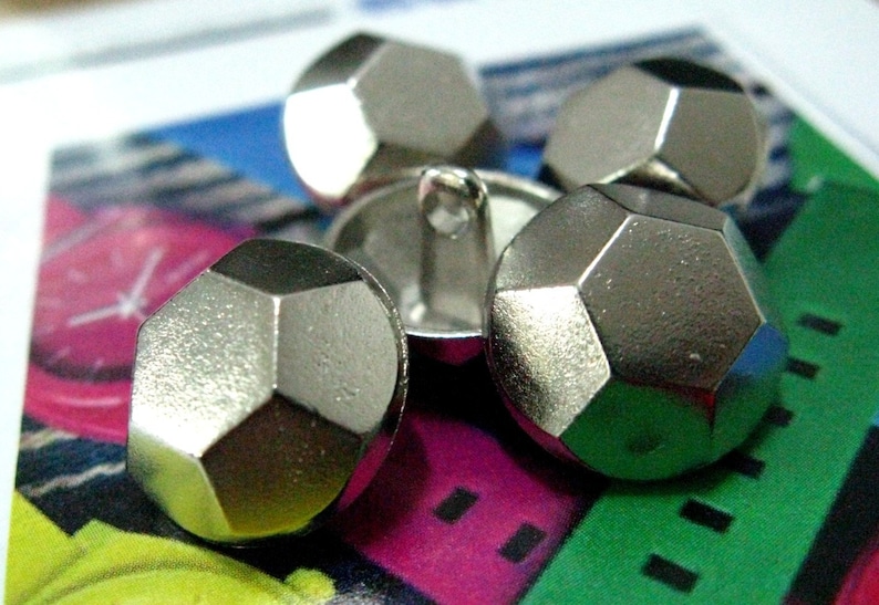 Metal Buttons Multi Facet Metal Buttons Silver Color - Etsy