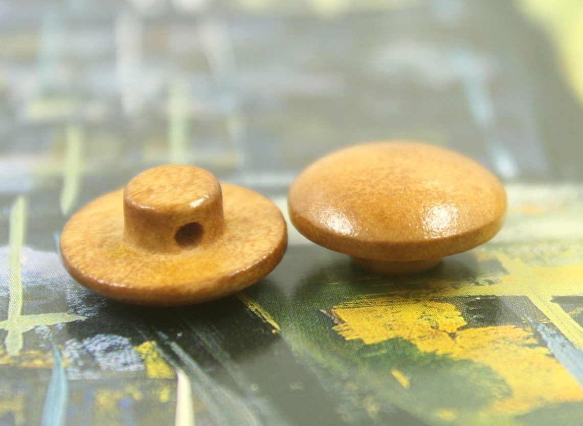 Wooden Buttons 10 Pieces of Domed Design Light Brown Wood - Etsy