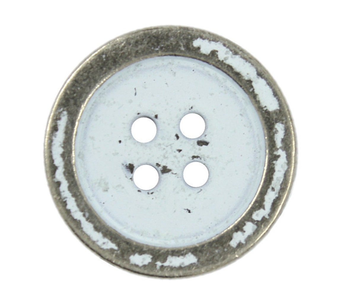 Metal Buttons - Light Blue Painting Metal Buttons , Silver Color , 4 ...
