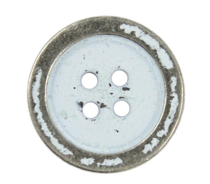 Metal Buttons Light Blue Painting Metal Buttons Silver | Etsy