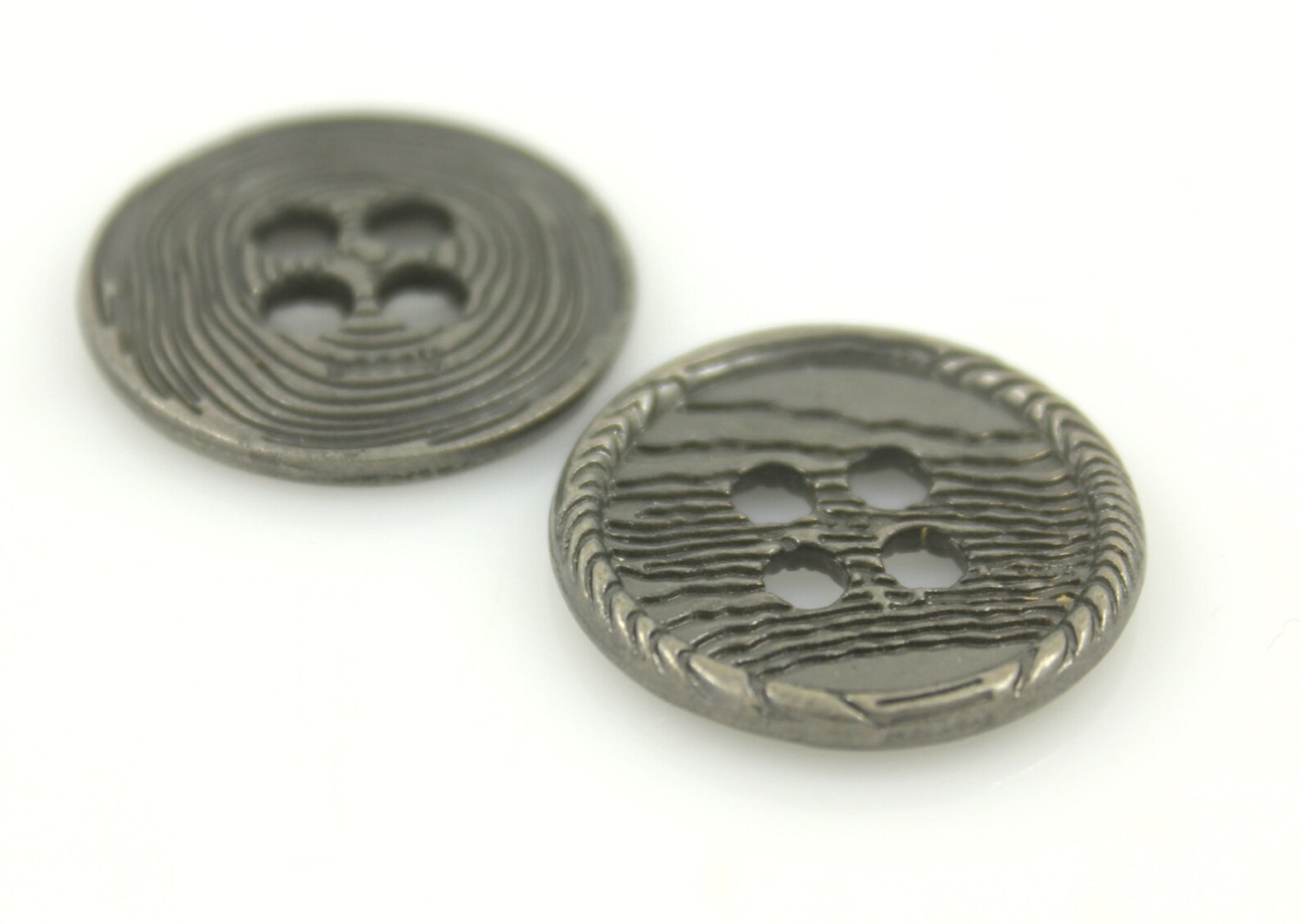 Metal Buttons - Annual Ring and Bark Pattern Metal Buttons , Gunmetal ...