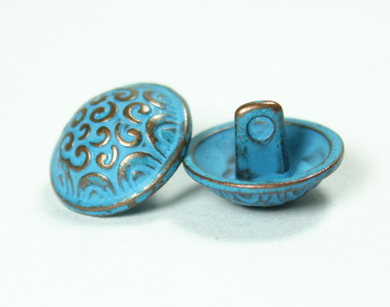 Metal Buttons - Cirrus Metal Buttons , Copper Blue Color , Domed ...