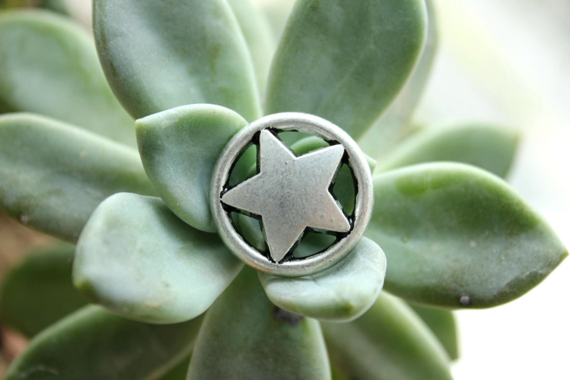 Star Metal Buttons Matte Silver Open Work Ring and Star | Etsy