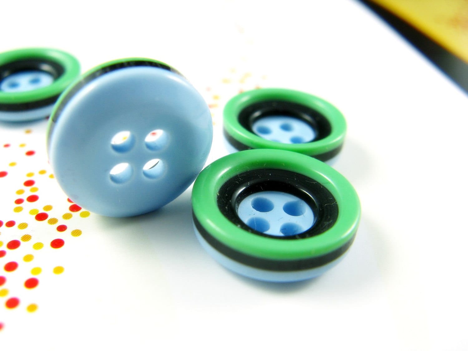Cute Plastic Buttons Shades of Cyan Recessed Center Buttons. - Etsy
