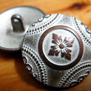 Metal Buttons - Copper Patina and Silvery White Carpet Patterns Metal ...