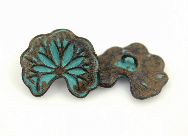 Lotus Leaf Metal Buttons Lotus Leaf Green Patina Metal Shank - Etsy