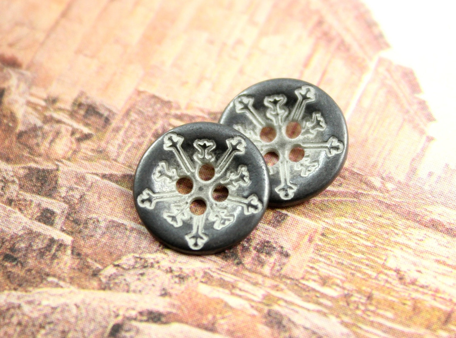 Metal Buttons Snowflakes Metal Buttons Gunmetal White - Etsy