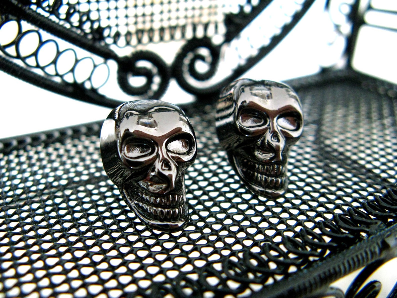 Metal Buttons Skull Metal Buttons Reflective Gunmetal - Etsy