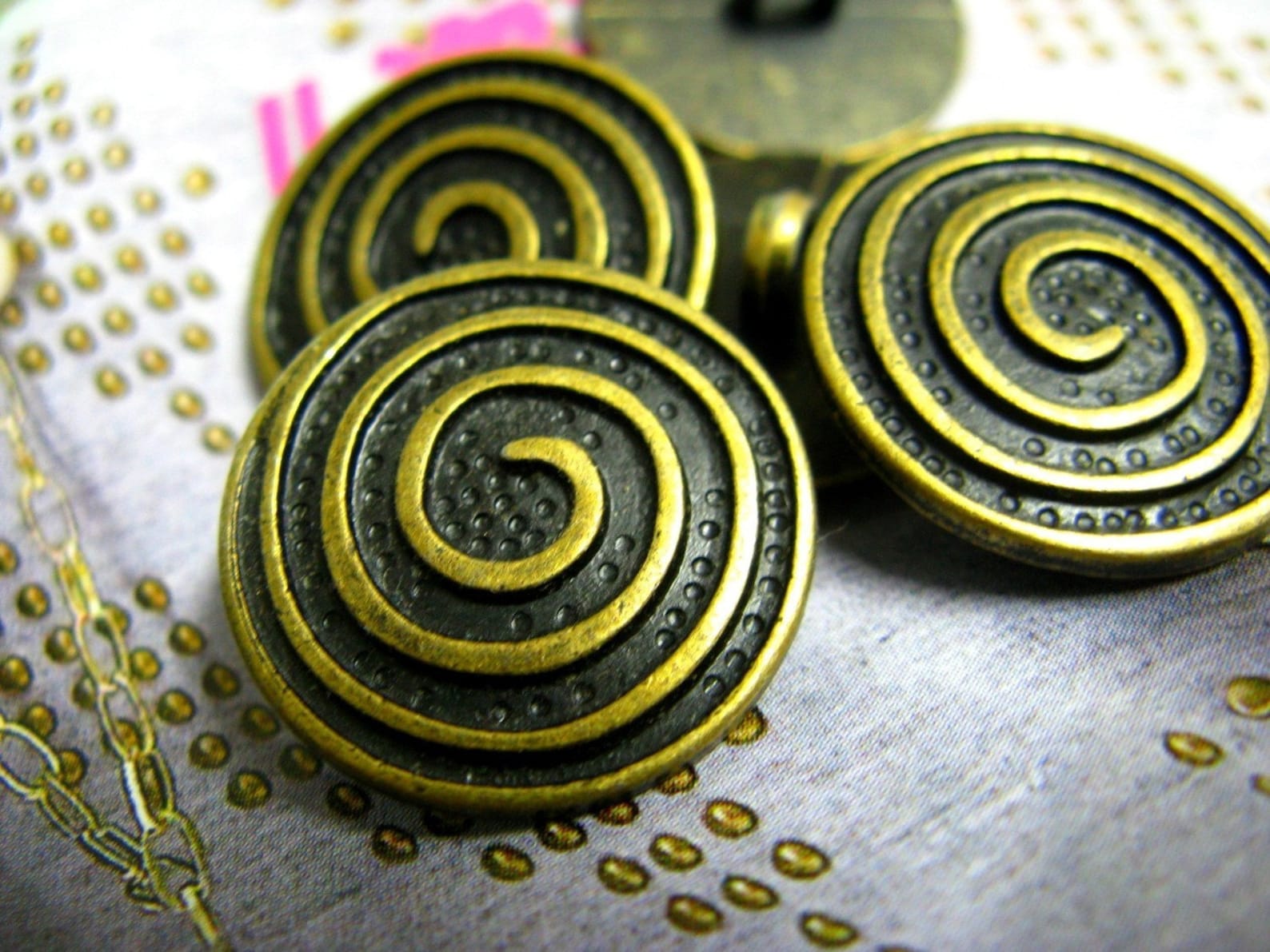 Metal Buttons Spiral Metal Buttons Antique Brass Color | Etsy
