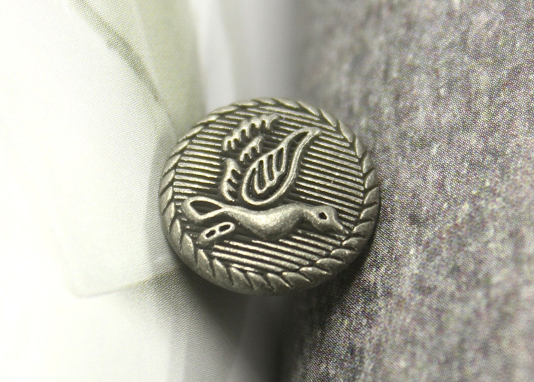 Metal Buttons - Antiqued Silver Embossed Flying Swan Pattern Buttons, 0 ...