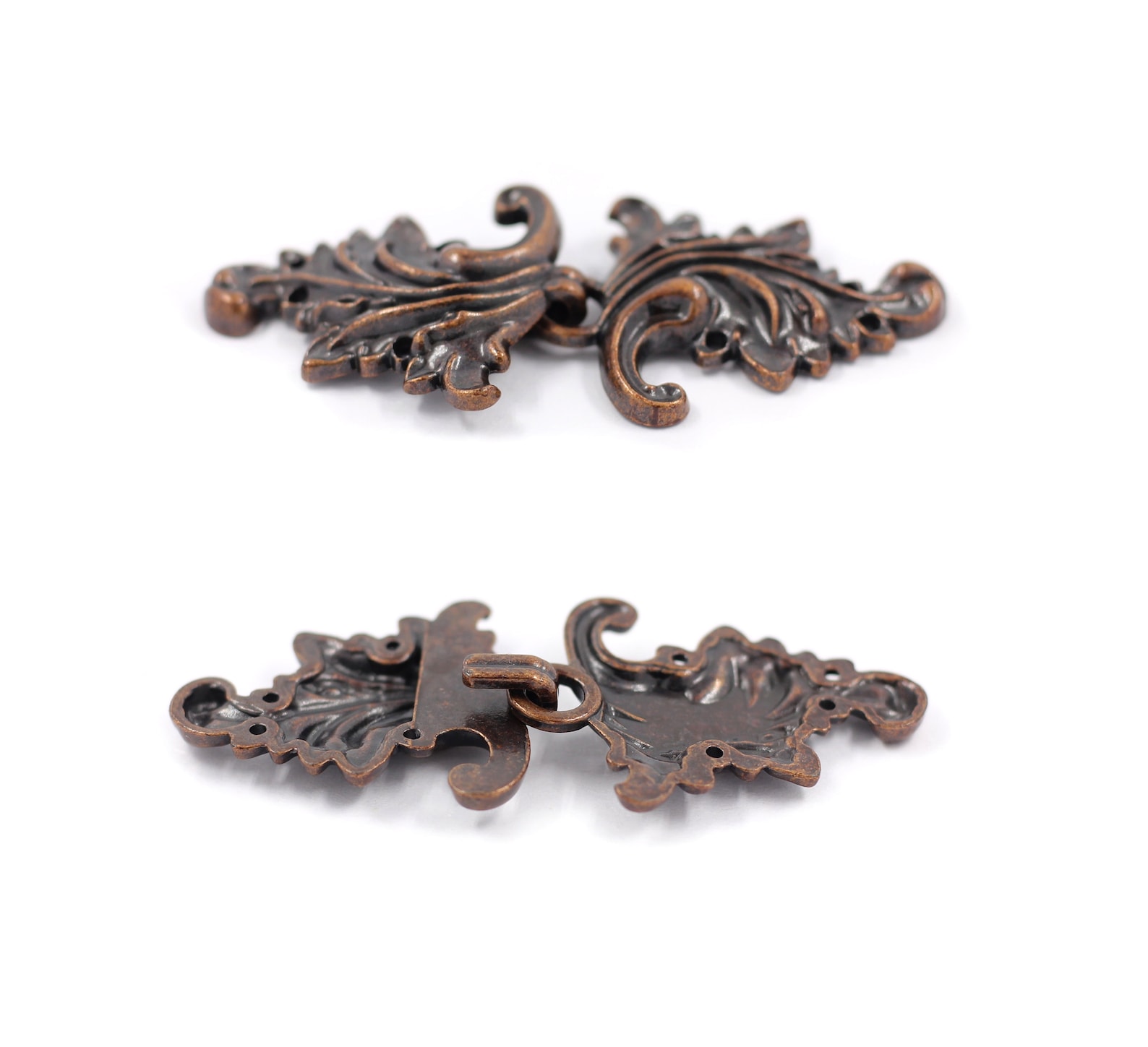 Cloak Clasp Fasteners - Antique Copper Acanthus Leaf Asymmetric Cloak ...