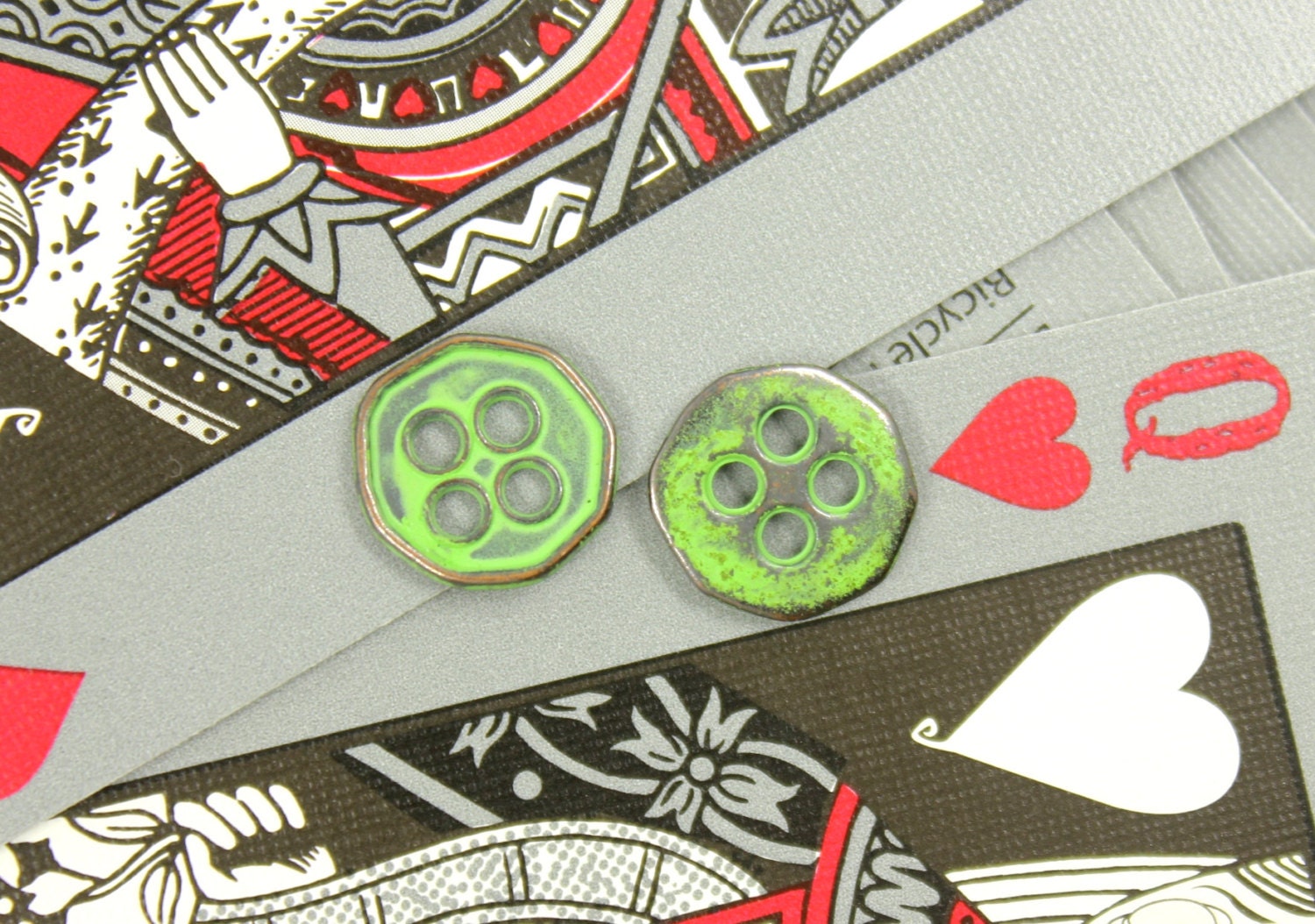 Metal Buttons - Heptagon Retro Green Metal Buttons , 4 Holes , 0.43 ...