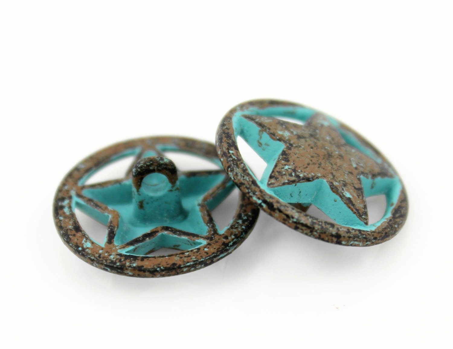 Metal Buttons Star and Ring Green Rust Metal Shank Buttons - Etsy
