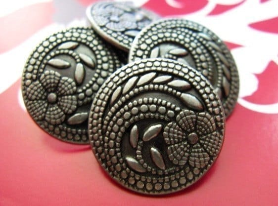 Metal Buttons - Swirl Floret Metal Buttons , Gray Silver Color , Shank ...