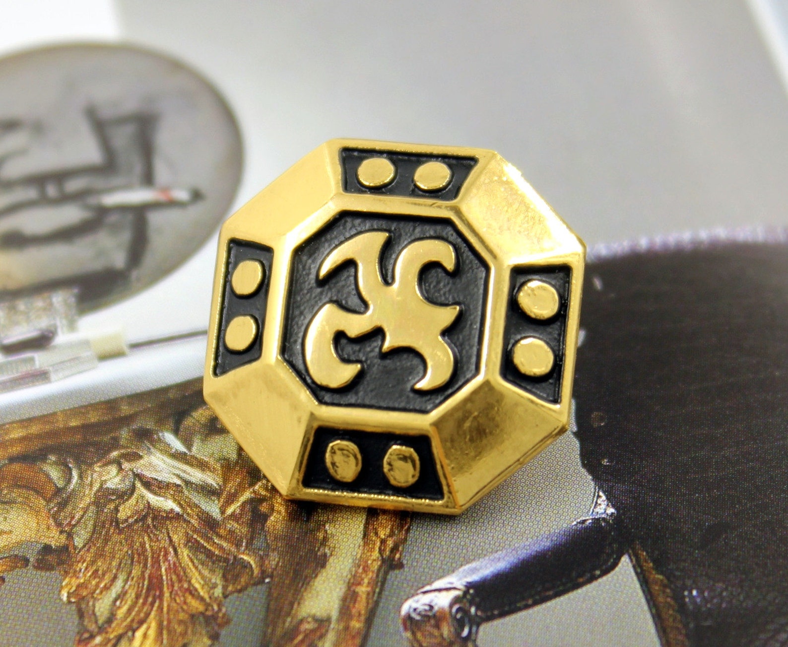Metal Buttons Octagon Shield Metal Buttons Gold Color - Etsy
