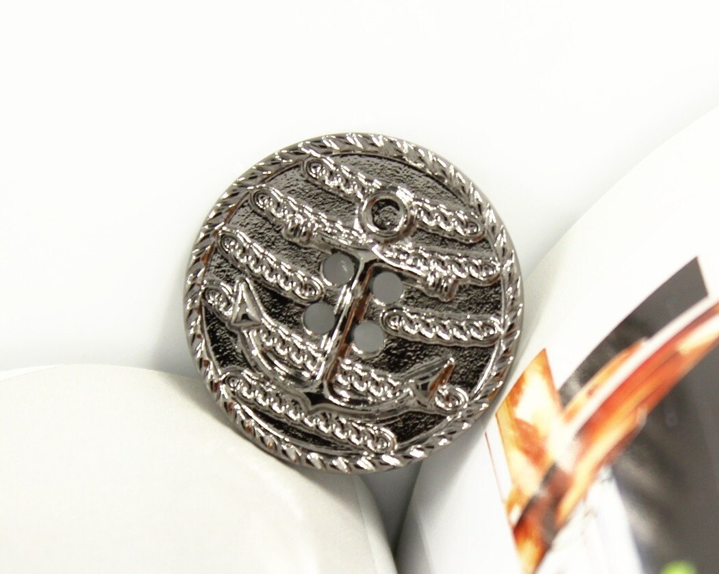 Metal Buttons Chain Anchor Metal Buttons Shiny Gunmetal - Etsy
