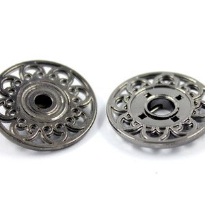 Flower Metal Snap Buttons , Gunmetal Color , Openwork , 0.87 Inch , 5 ...