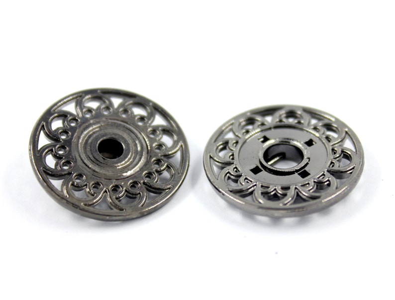Flower Metal Snap Buttons Gunmetal Color Openwork 0.87 - Etsy