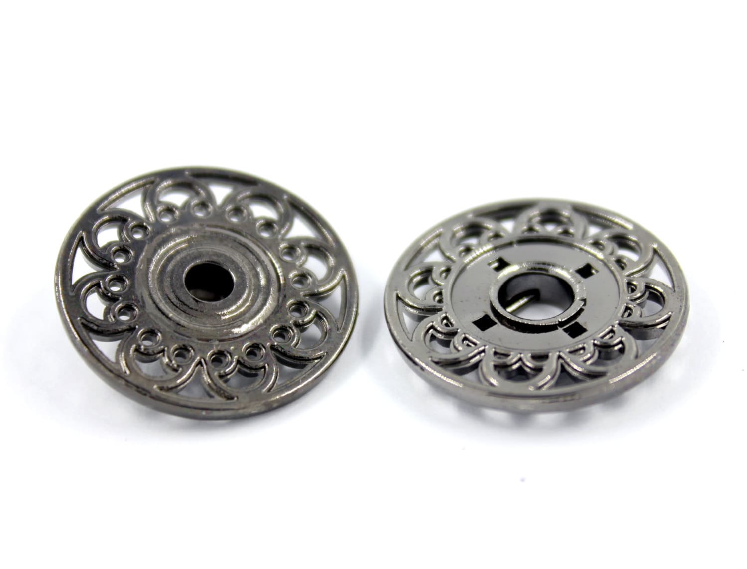 Flower Metal Snap Buttons , Gunmetal Color , Openwork , 0.87 Inch , 5 ...