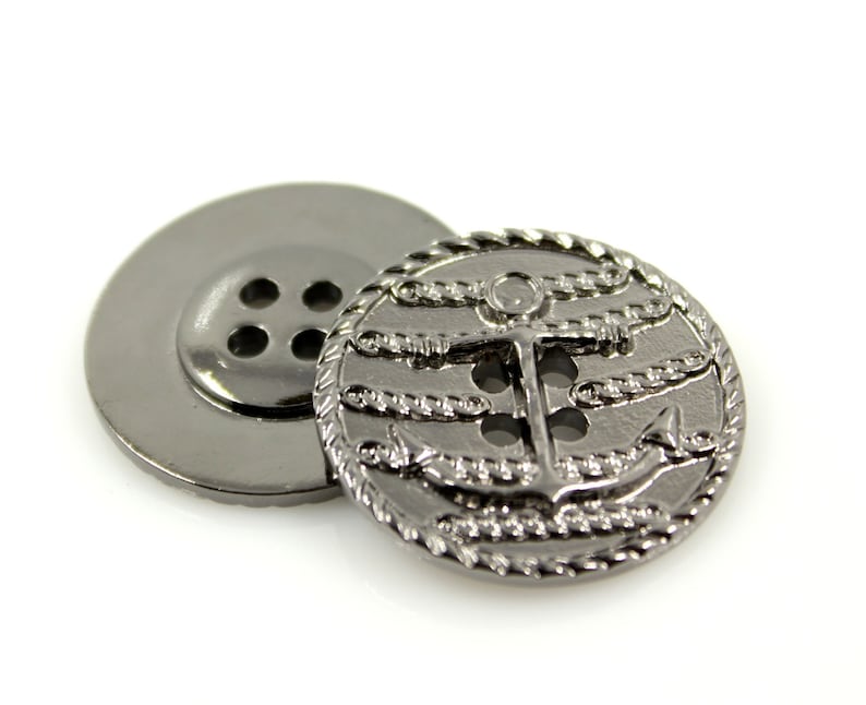 Metal Buttons Chain Anchor Metal Buttons Shiny Gunmetal | Etsy