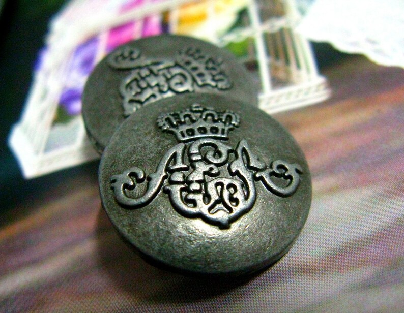 Metal Buttons Monogram Metal Buttons Gray Silver Color | Etsy