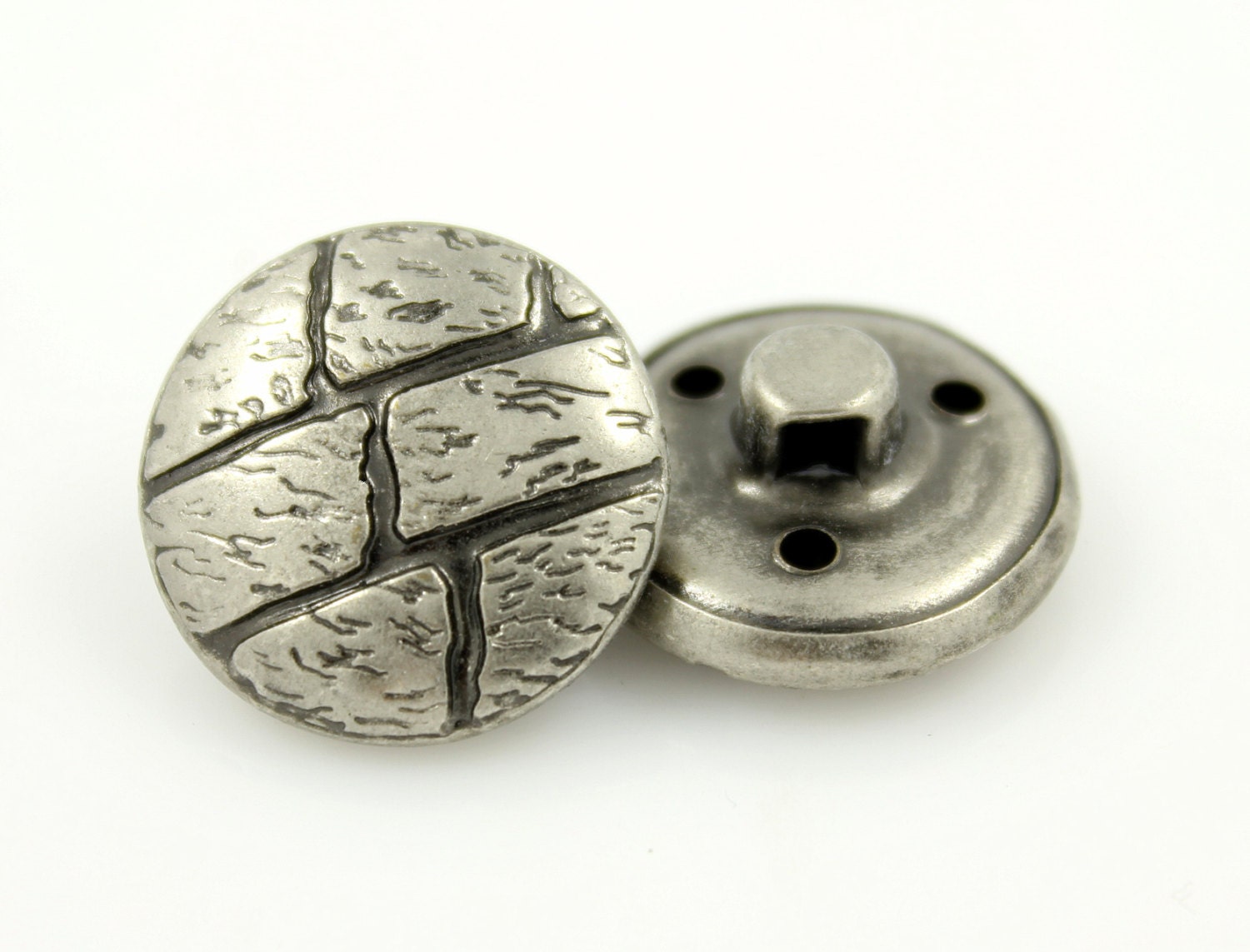 Metal Buttons - Gunmetal Brick Wall Design Metal Shank Buttons - 0.79 ...