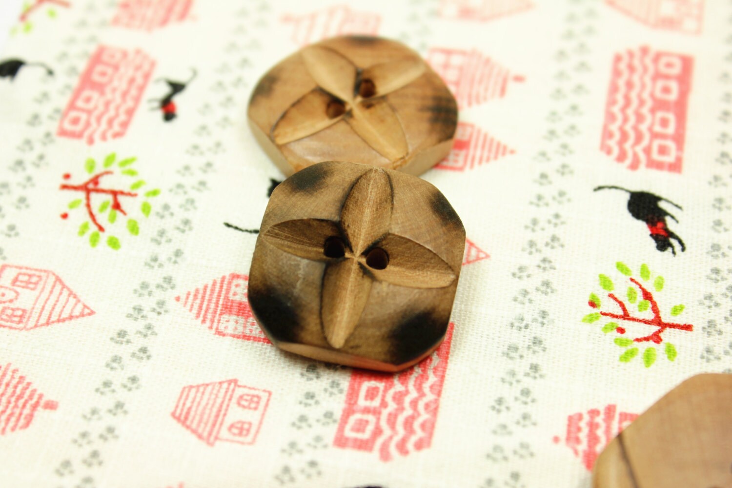 Wood Buttons 10 Pieces of Original Wood Burned Edge Deep - Etsy