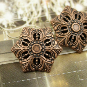 Metal Buttons - Snowflake Metal Buttons , Maroon Copper Color , Shank ...