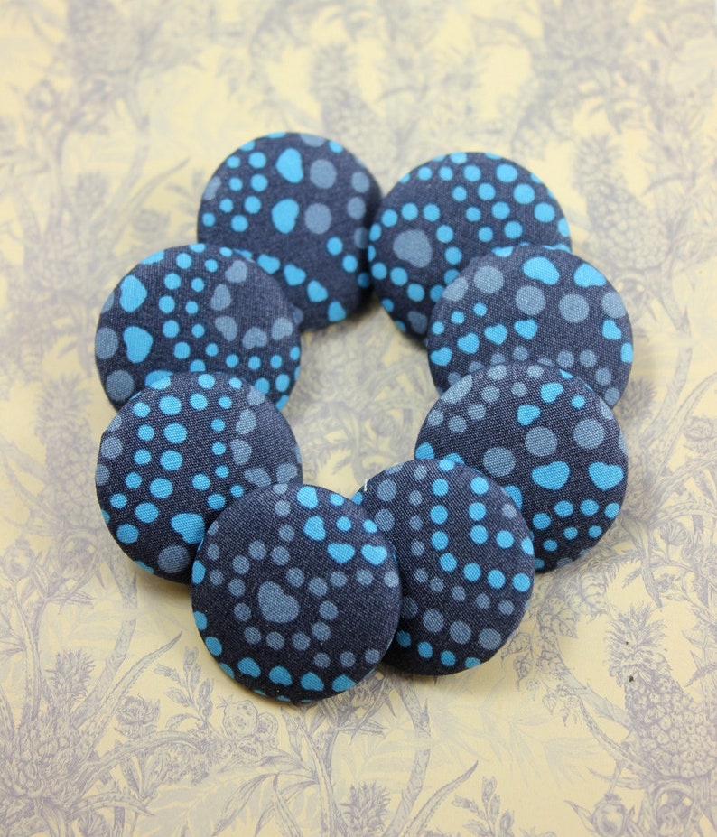 Flowery Blue Polka Dots Fabric Buttons 1.18 Inch 8 in a Set | Etsy