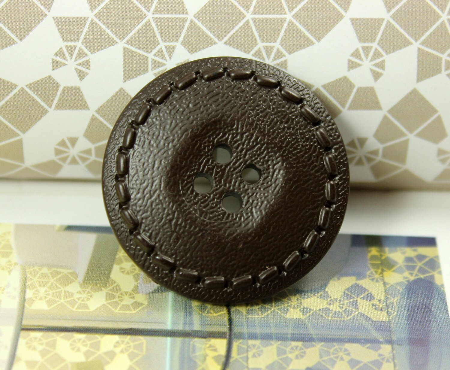 Large Resin Buttons - Lot 10 Dotted Line Edge Brown Resin Buttons. 1.35 ...