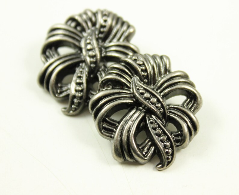 Metal Buttons Ribbon Knots Metal Buttons Gray Silver Color - Etsy