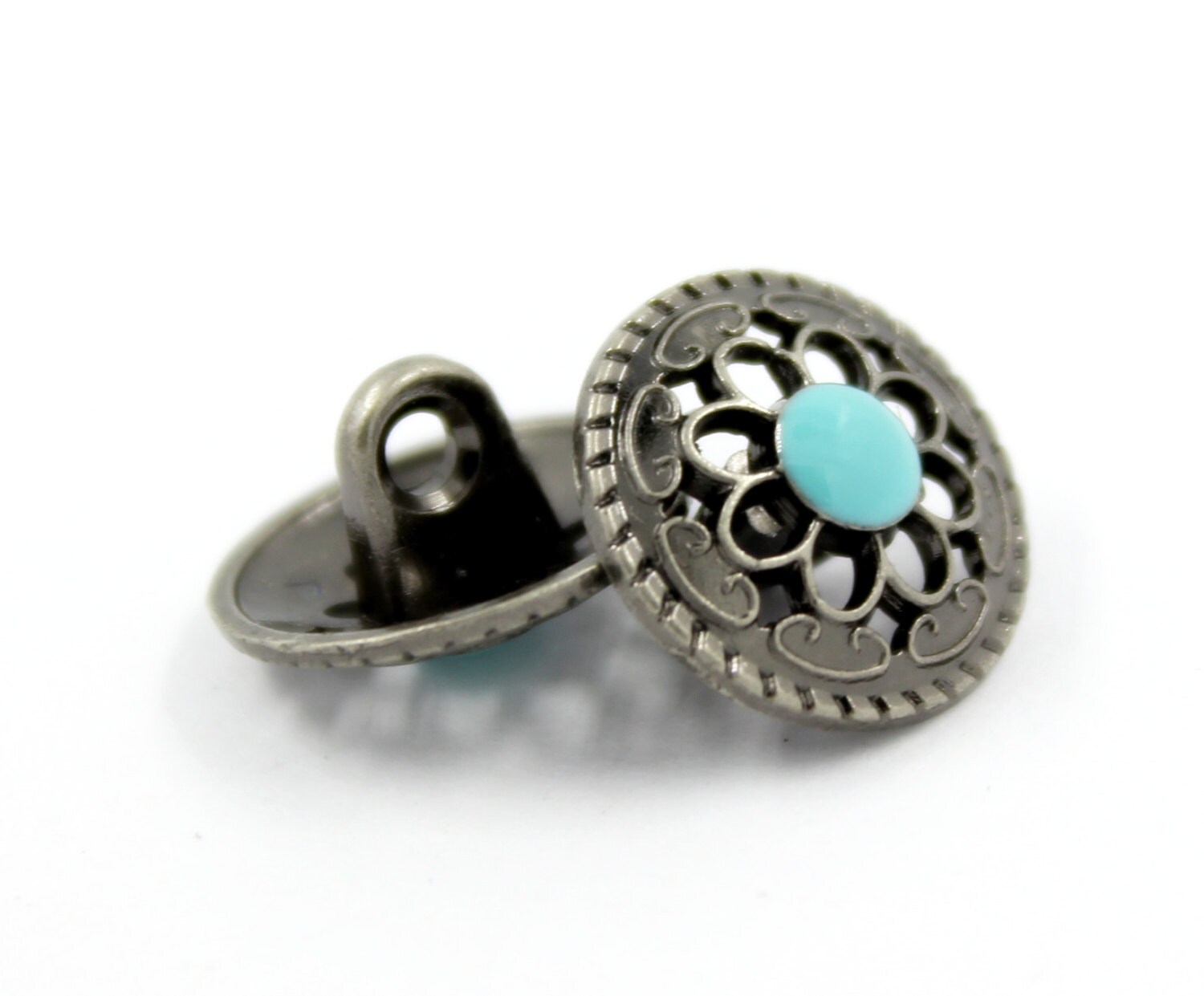 Metal Buttons Gray Silver Openwork Flower Shank Metal | Etsy