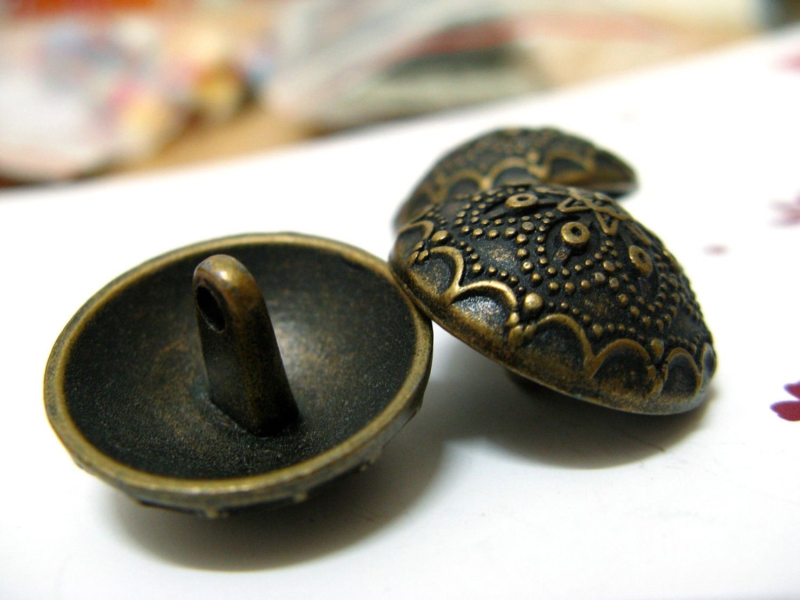 Metal Buttons Gothic Flower Metal Buttons Antique Brass - Etsy