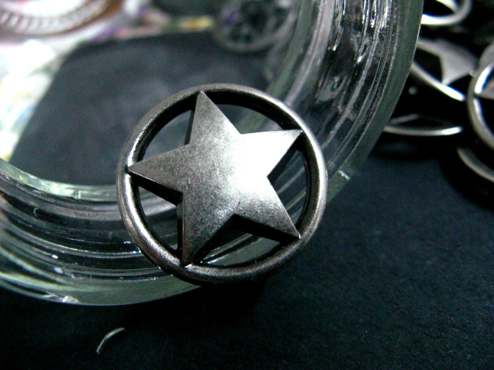 Metal Buttons Ring and Star Metal Buttons Gray Silver - Etsy