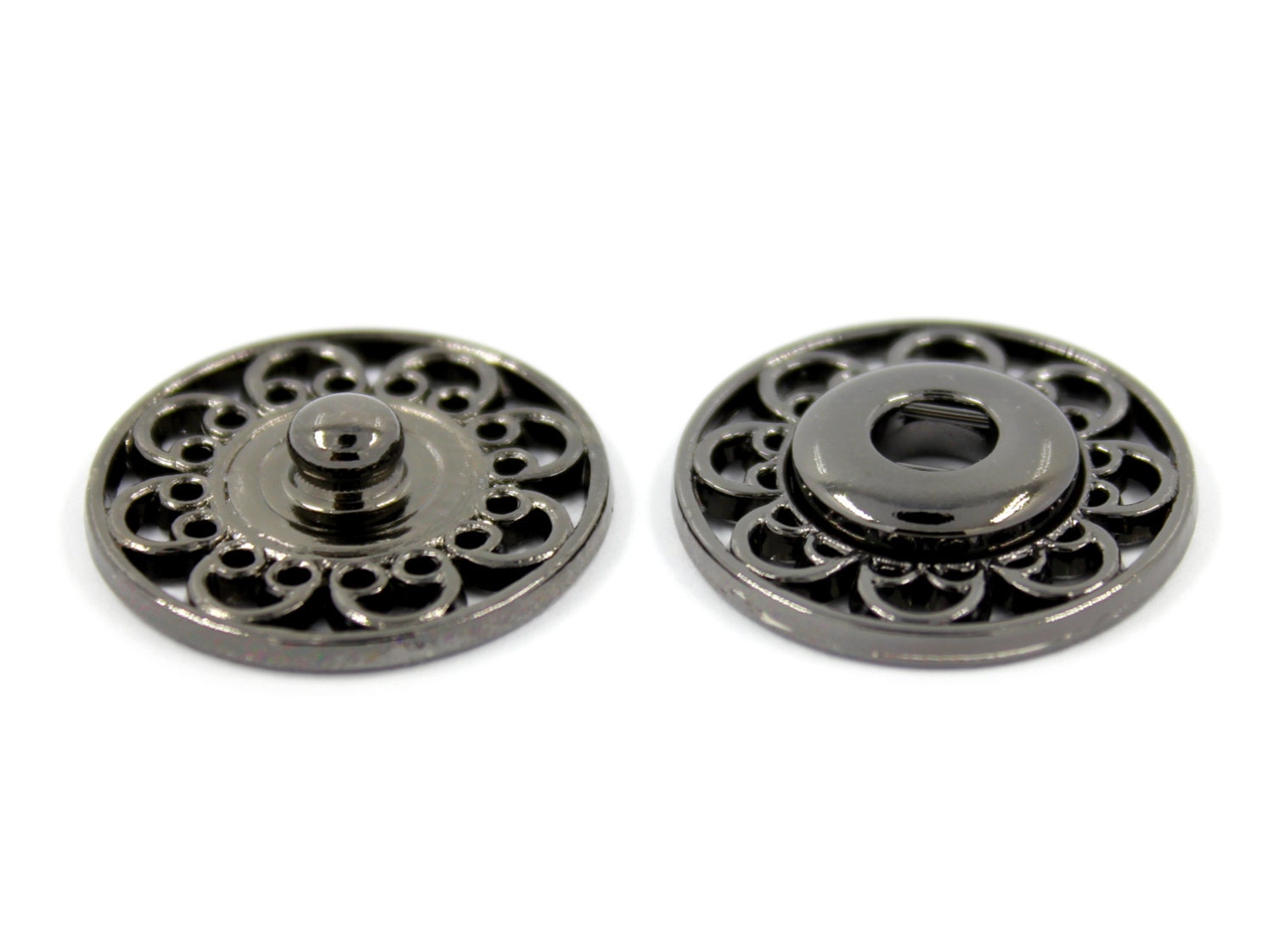 Flower Metal Snap Buttons Gunmetal Color Openwork 0.87 - Etsy