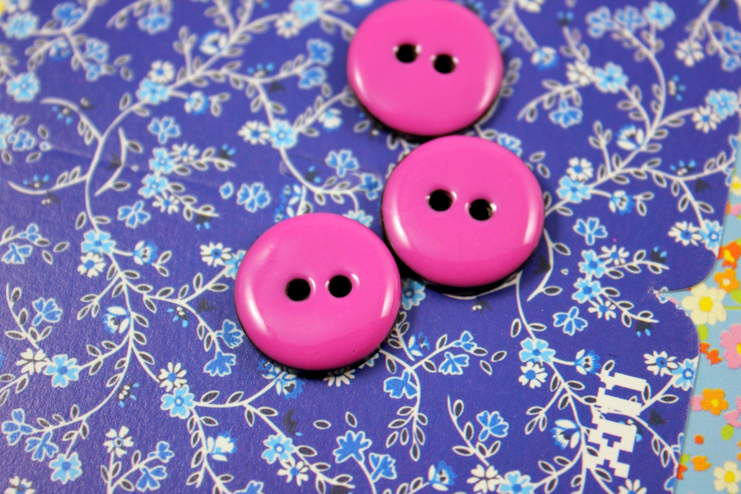 Pink Buttons 10 Pieces Of Hot Pink Enamel Buttons With | Etsy