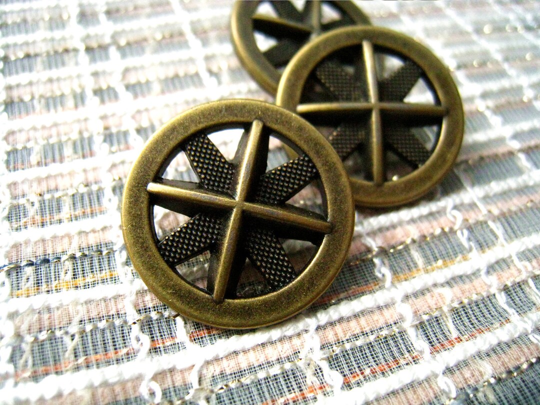 Metal Buttons - Asterisk Metal Buttons , Antique Brass Color , Shank ...