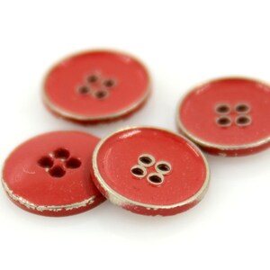 Metal Buttons - Red Metal Buttons , Silver Color , 4 Holes , 0.39 Inch ...
