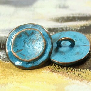 Metal Buttons - Double Circles Metal Buttons , Retro Sky Blue Color ...