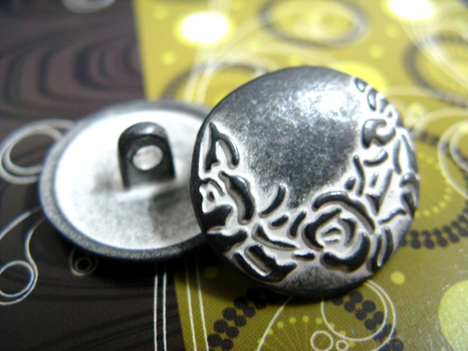 Metal Buttons Crescent Flower Metal Buttons Gunmetal White - Etsy