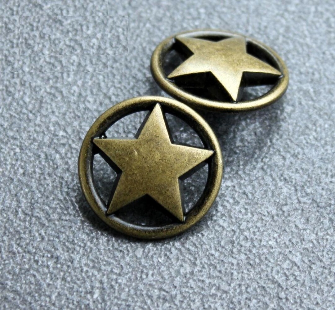 Metal Buttons - Ring Star Metal Buttons , Antique Brass Color ...