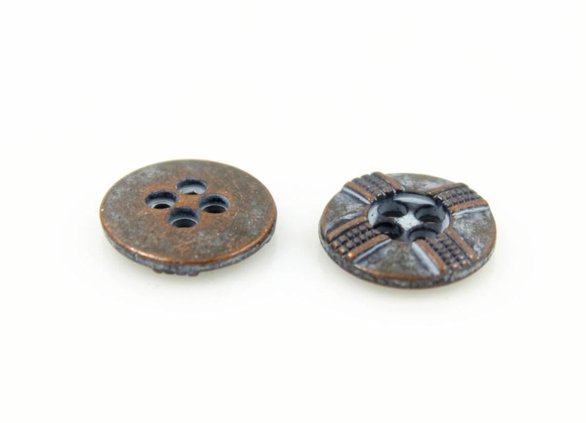 Metal Buttons - Cross Ribbon Metal Buttons , Pastel Blue Color , 4 ...