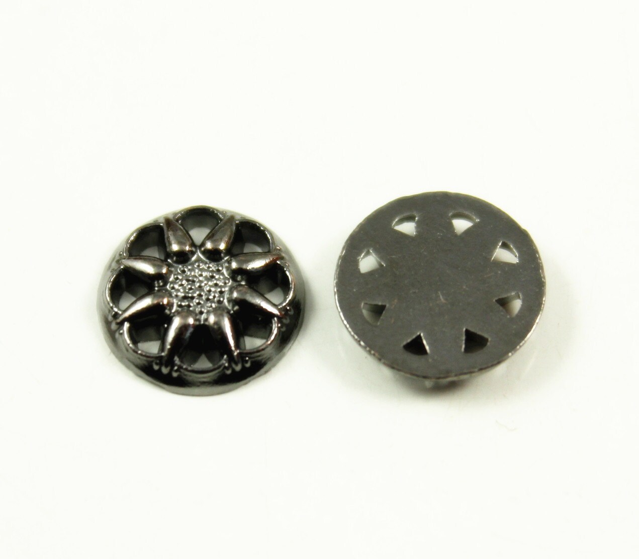 Metal Buttons - Eight Petal Holes Shiny Gunmetal Buttons , 0.39 Inch ...