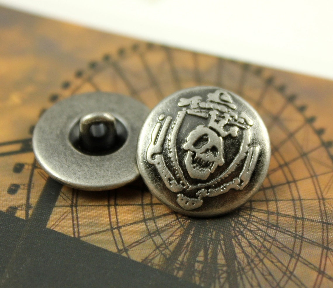 Metal Buttons Skull King Metal Buttons Gray Silver Color | Etsy
